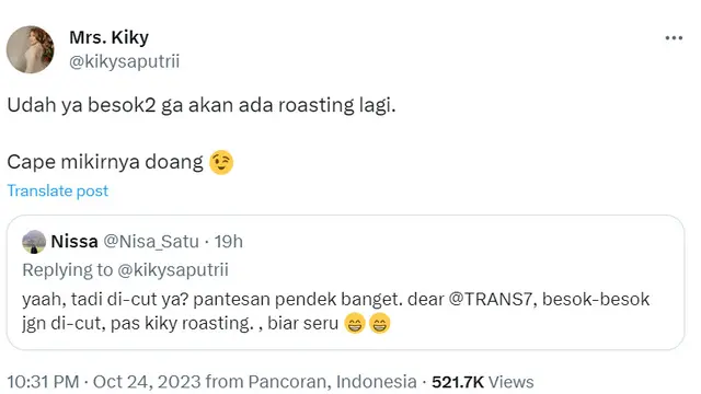 Kiky Saputri Jengkel Tayangan Roasting Ganjar Pranowo Dipotong: Observasi Setengah Mati, Eh Di ...