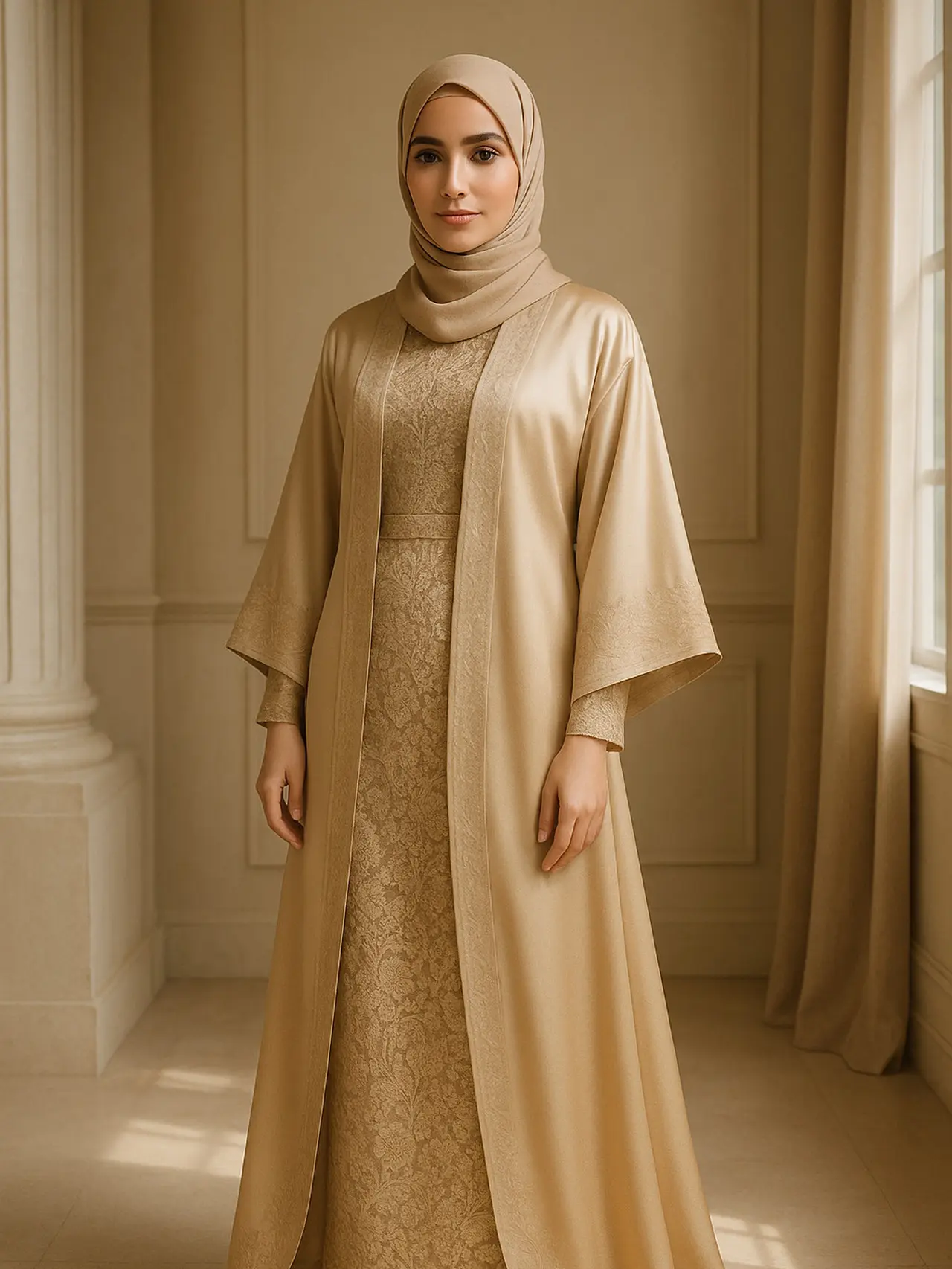 9 Model Long Dress Brokat Kombinasi Outer Satin Hits di 2025, Tampilkan ...