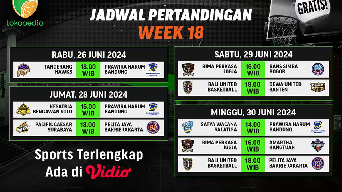 Jadwal Siaran Langsung IBL Tokopedia 2024 Pekan 18 di Vidio, 26-30 Juni 2024 - Ragam Bola.com