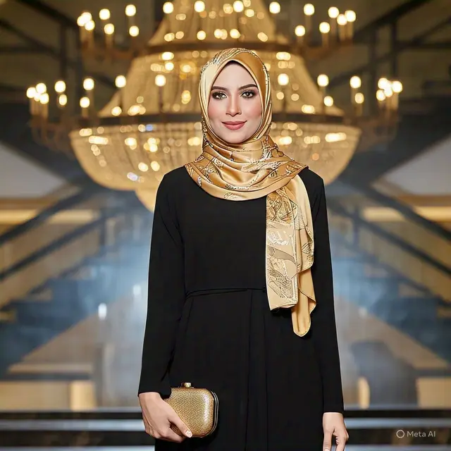 6 Inspirasi Baju Berwarna Hitam dan Gold untuk Muslim yang Elegan ...