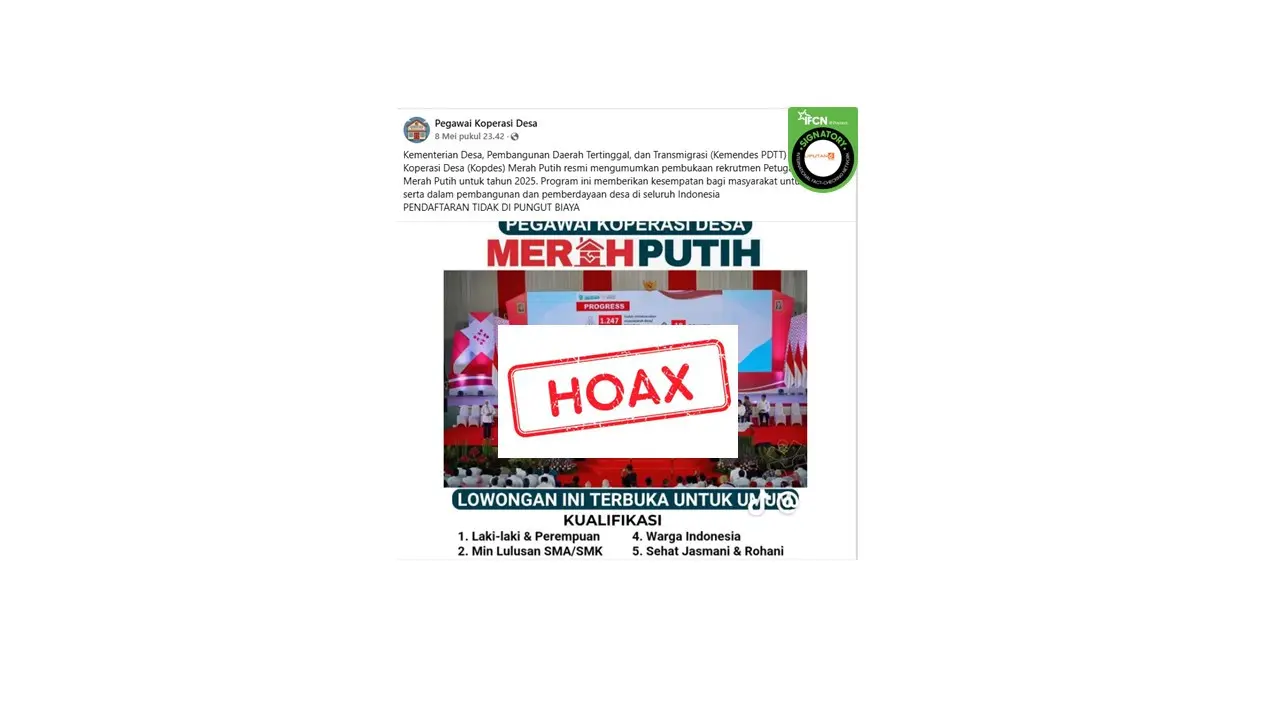 Cek Fakta: Hoaks Link Pendaftaran Pegawai Koperasi Desa Merah Putih dari Kementerian Koperasi ...