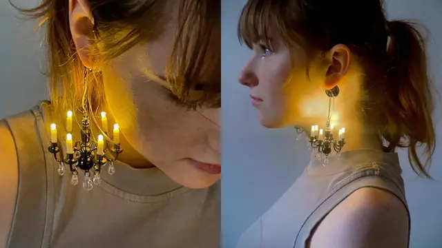 Bisa Nyala, Seniman Ini Kreasikan Anting Berbentuk Lampu Gantung yang Unik - Hot Liputan6.com