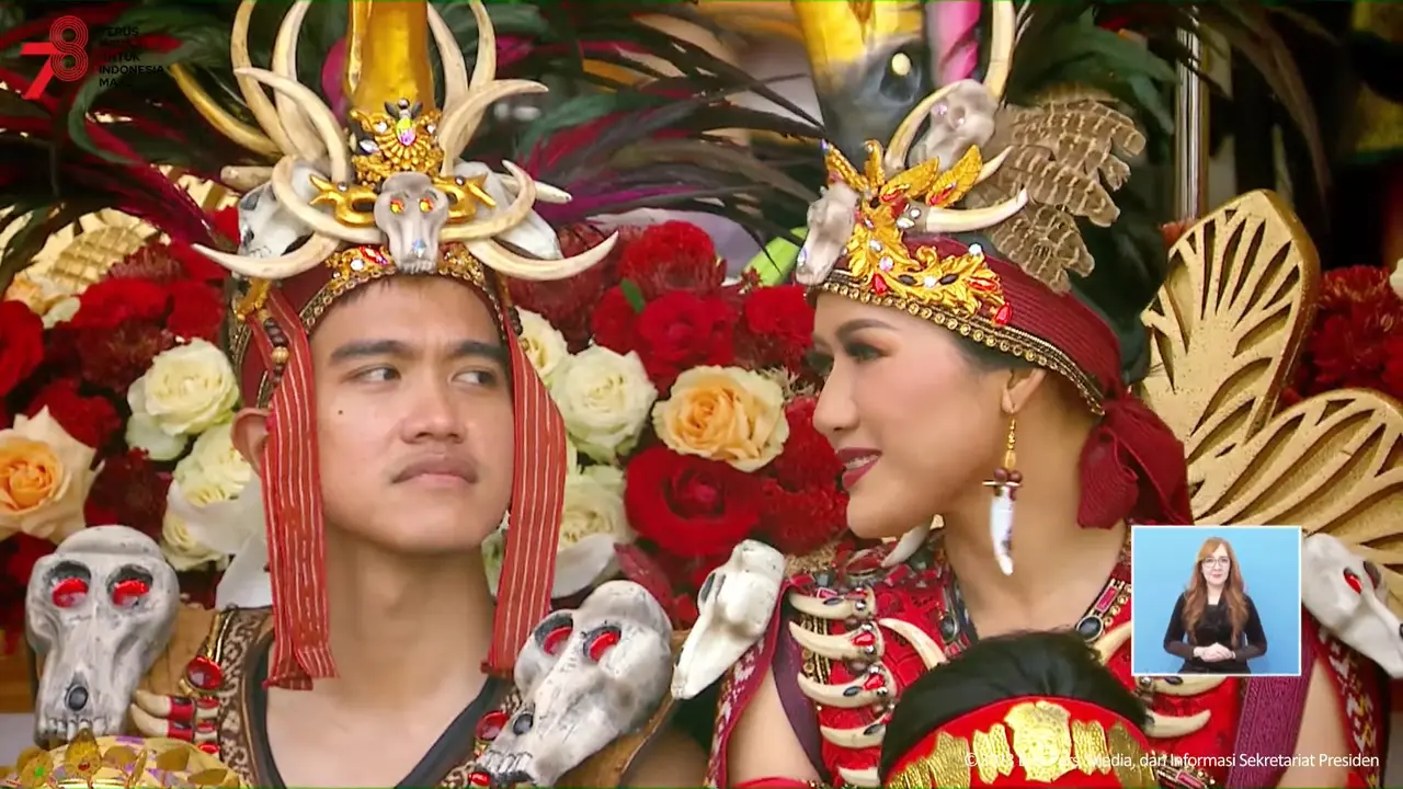 Gaya Kompak Erina dan Kaesang Pakai Baju Adat Sulut di Upacara Detik-Detik Proklamasi ...