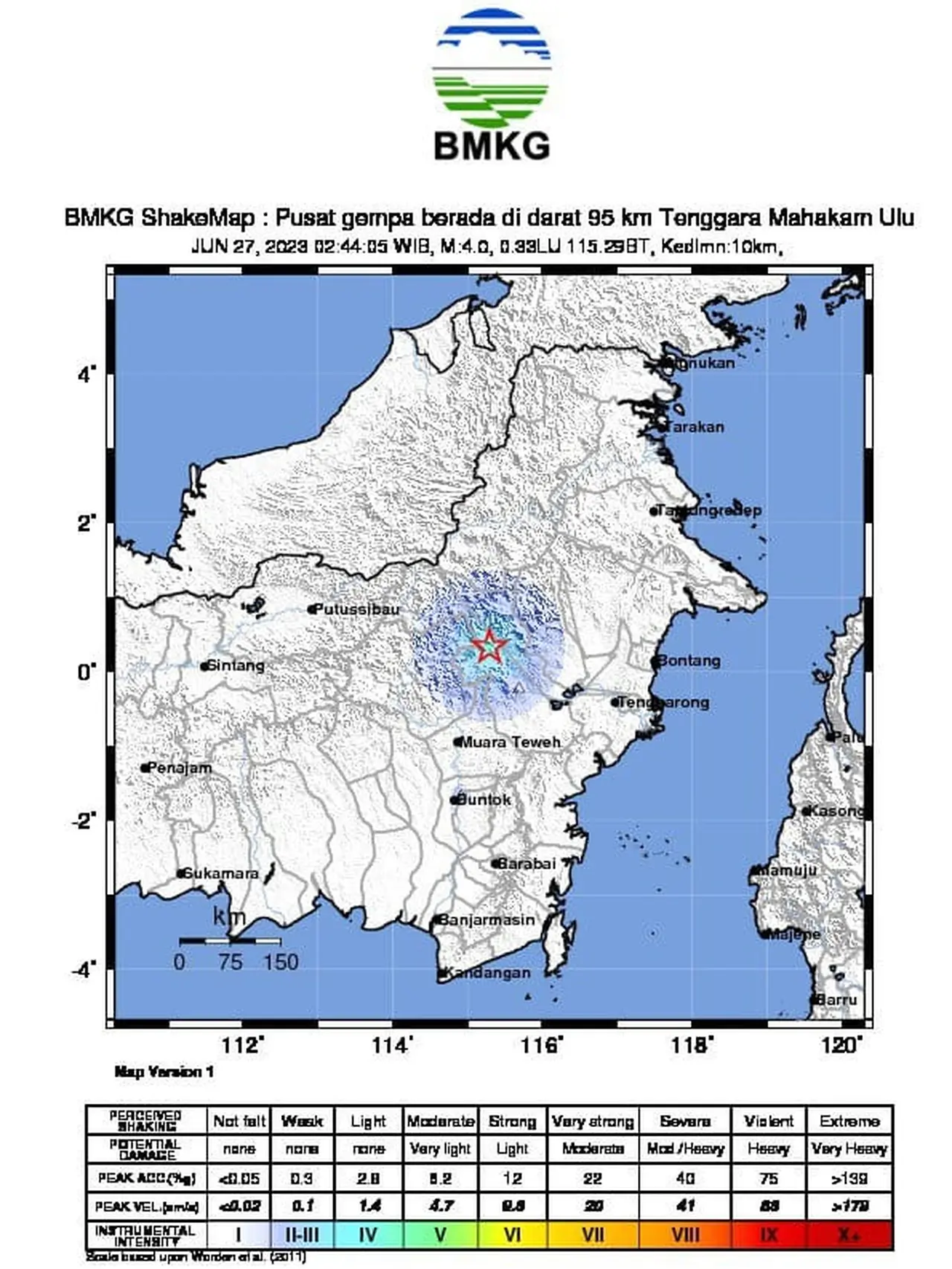 Gempa Magnitudo 4 Guncang Wilayah Mahakam Ulu Kaltim Selasa Pagi, 27 Juni 2023 - News Liputan6.com