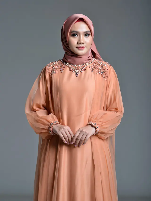 8 Desain Baju Pesta Muslimah Lengan Balon Organza Paling Stylish Tahun ...