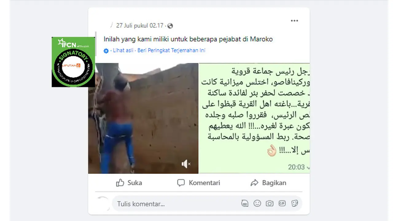 Cek Fakta: Tidak Benar Dalam Video Ini Pejabat di Maroko Dicambuk - Cek Fakta Liputan6.com