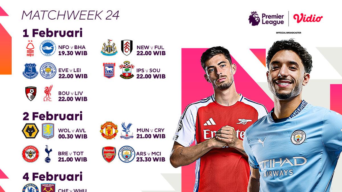 Jadwal dan Link Siaran Langsung Liga Inggris 2024/25 Matchweek ke 24 di Vidio - Inggris Bola.com