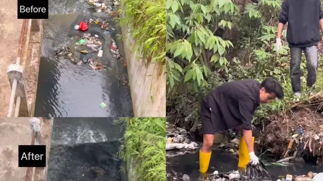 Aksi Sekelompok Pemuda Bersihkan Sampah di Sungai Viral di TikTok ...