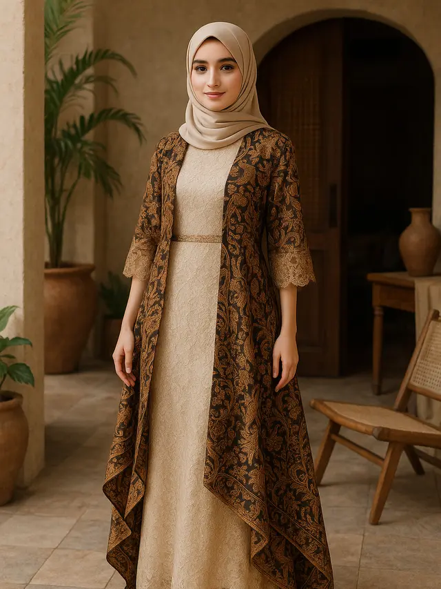 9 Model Long Dress Brokat Kombinasi Outer Batik Panjang Kekinian 2025 ...