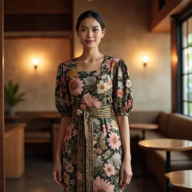 8 Rekomendasi Dress Batik Lengan Balon Motif Floral Terbaru 2025, Cocok ...