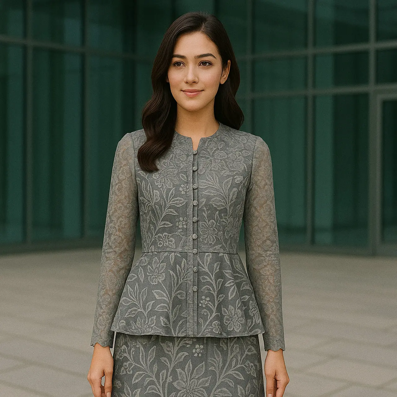 15 Model Dress Batik Kombinasi Brokat Lengan Panjang yang Anggun dan ...