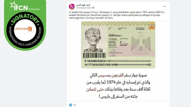 Cek Fakta: Foto Firaun di Paspor Asli? Simak Penelusurannya - Cek Fakta Liputan6.com