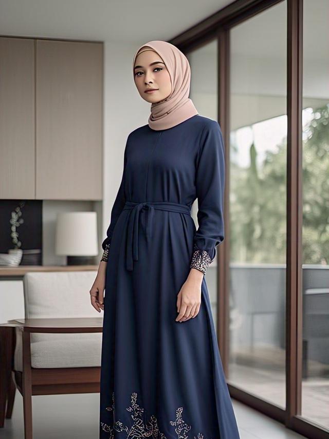 8 Inspirasi Model Gamis Navy dan Burgundy, Tren Warna Elegan Favorit ...