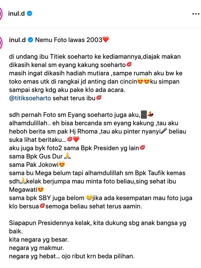 Potret Langka Inul Daratista dan Soeharto, Diundang Makan Bareng Pak ...
