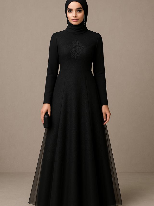 8 Gamis Brokat Hitam Berlapis Tile 2025 Ini Bisa Ubah Gayamu Jadi Super ...