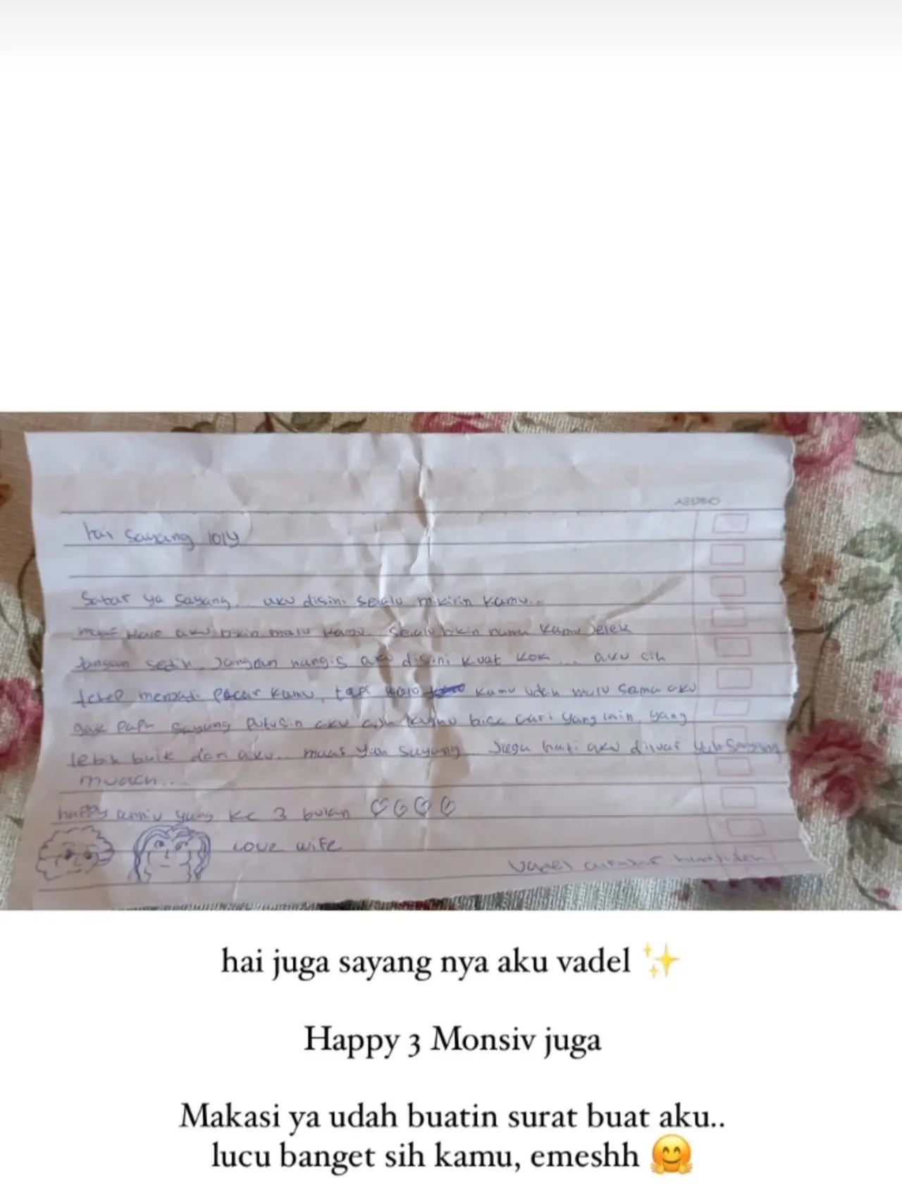 Surat Cinta Vadel Badjideh untuk Lolly Setelah Aniaya Anggota TNI: Maaf Kalau Aku Bikin Kamu ...