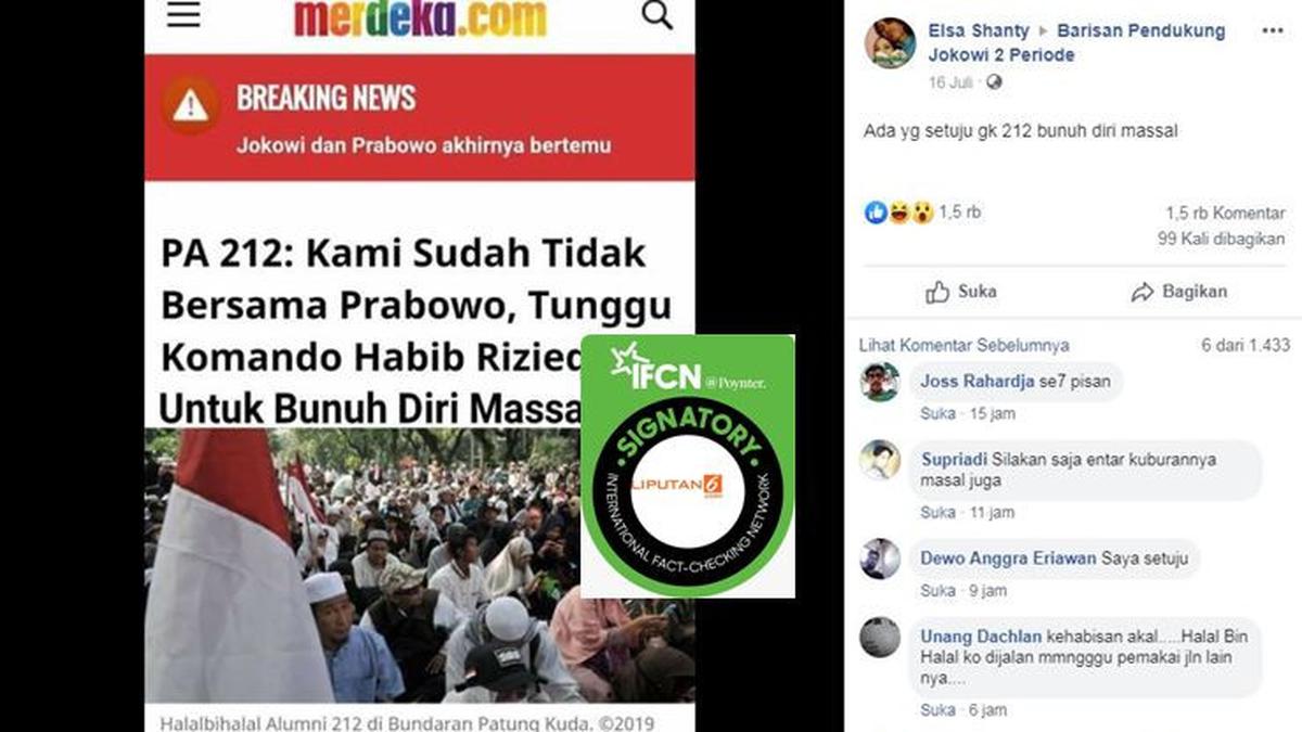 [Cek Fakta] Hoaks PA 212 Bunuh Diri Massal Mencatut Nama Merdeka.com ...