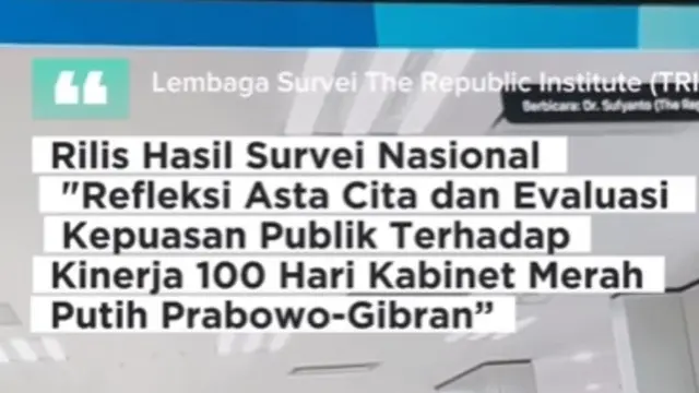 Survei TRI di 100 Hari Kerja Kabinet Merah Putih, Ini Menteri Terbaik ...