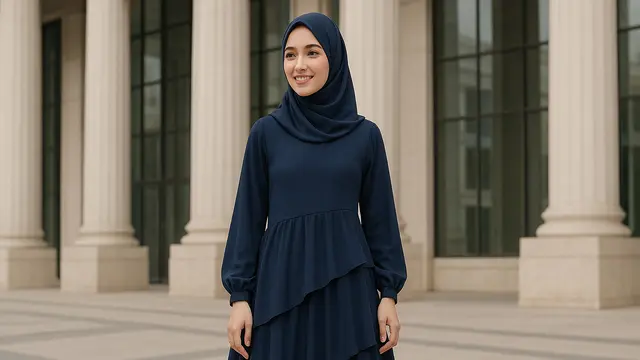 7 Pilihan Gamis Ruffle Layer Kekinian 2025, Tampil Lebih Stylish - Hot ...