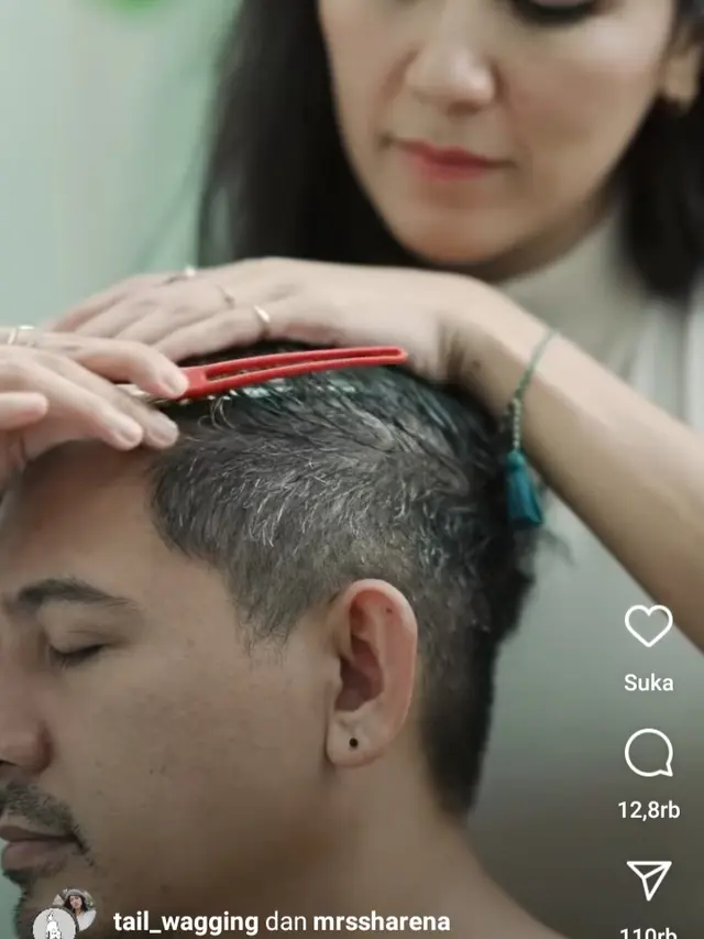 6 Momen Viral Sharena Beri Treatment Ryan Delon dari Gunting Rambut ...