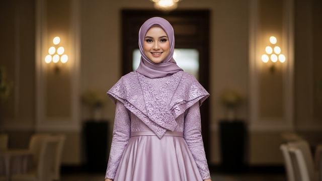 Inspirasi 10 Model Gamis Brokat Kombinasi Satin Pesta yang Elegan dan ...
