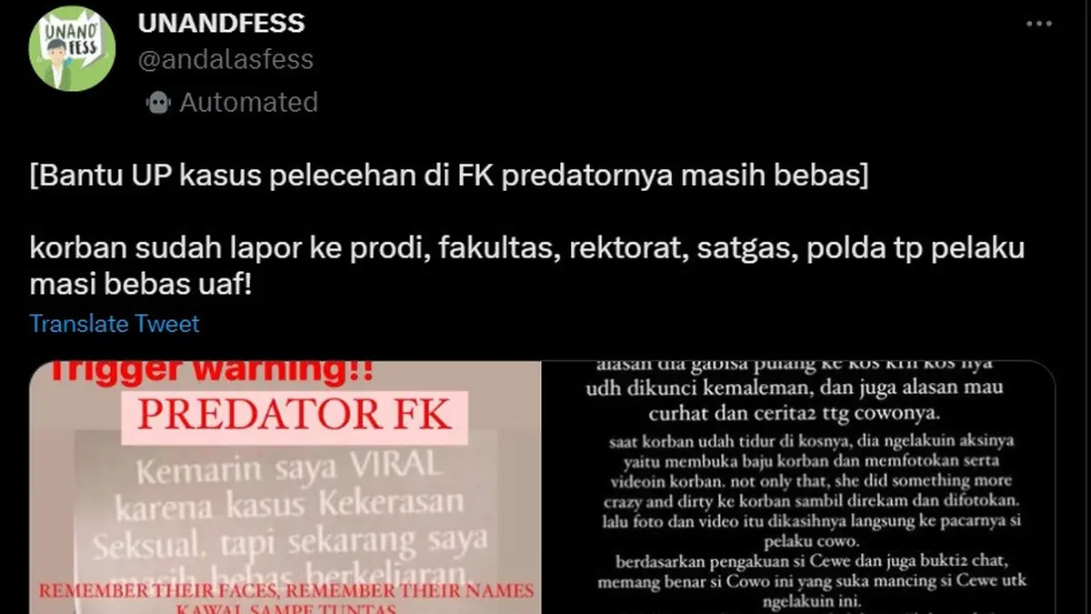 Berita Pelecehan Seksual di Kampus Unand Hari Ini - Kabar Terbaru Terkini | Liputan6.com