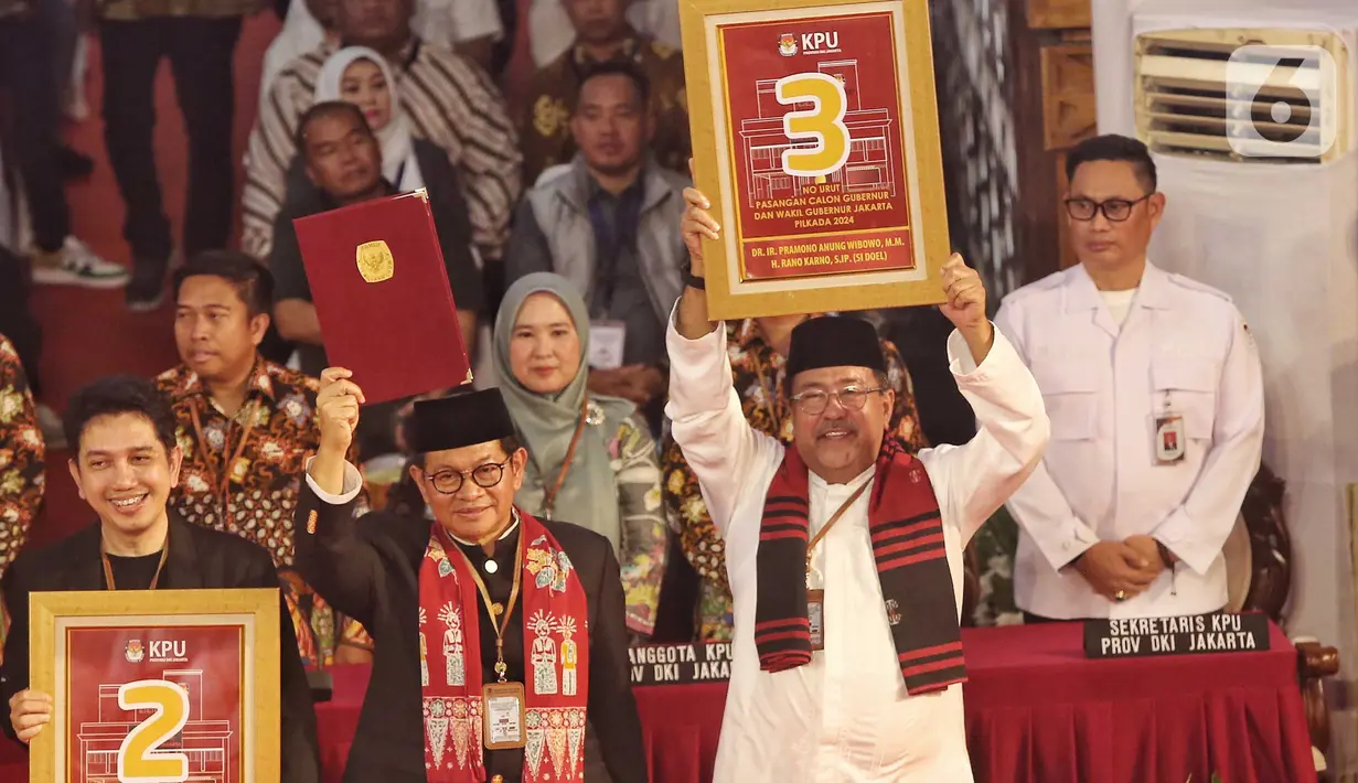 Sah, Ini Nomor Urut Pasangan Calon Gubernur dan Calon Wakil Gubernur DKI Jakarta - Foto Liputan6.com