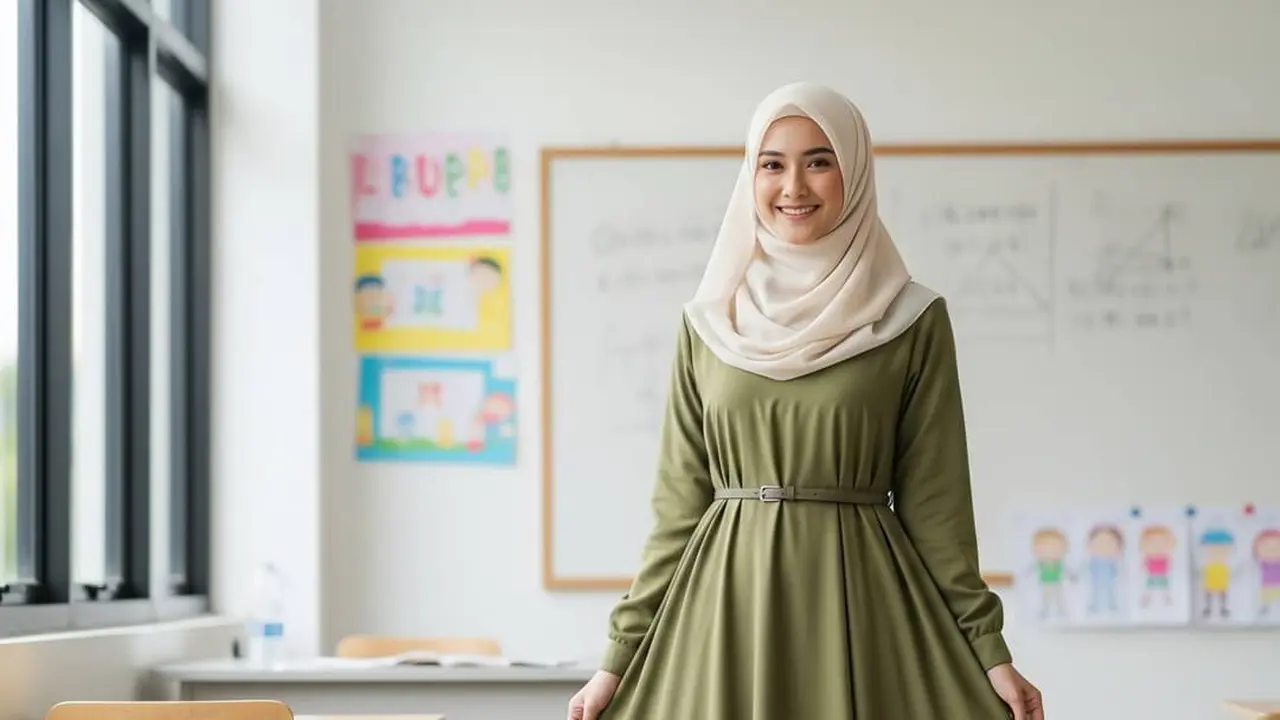 7 Model Gamis Kerja Guru Terbaru 2025, Tampil Profesional dan Nyaman ...