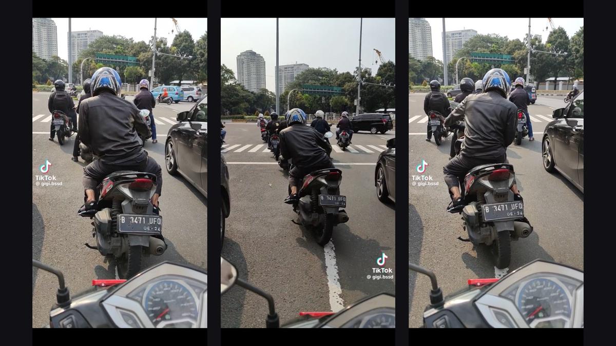 Menunggu Lampu Merah Tanpa Turunkan Kaki, Pengendara Motor Ini Viral - Otomotif Liputan6.com