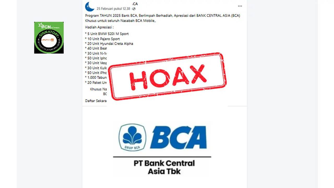 Awas Modus Penipuan Undian Berhadiah Mengatasnamakan BCA Marak Beredar - Cek Fakta Liputan6.com