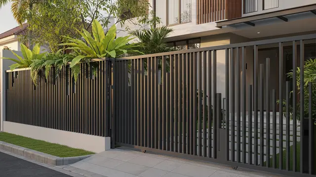 6 Inspirasi Pagar Rumah Modern dengan Pintu Geser untuk Lahan Sempit