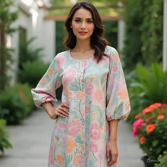 8 Rekomendasi Dress Batik Lengan Balon Motif Floral Terbaru 2025, Cocok ...