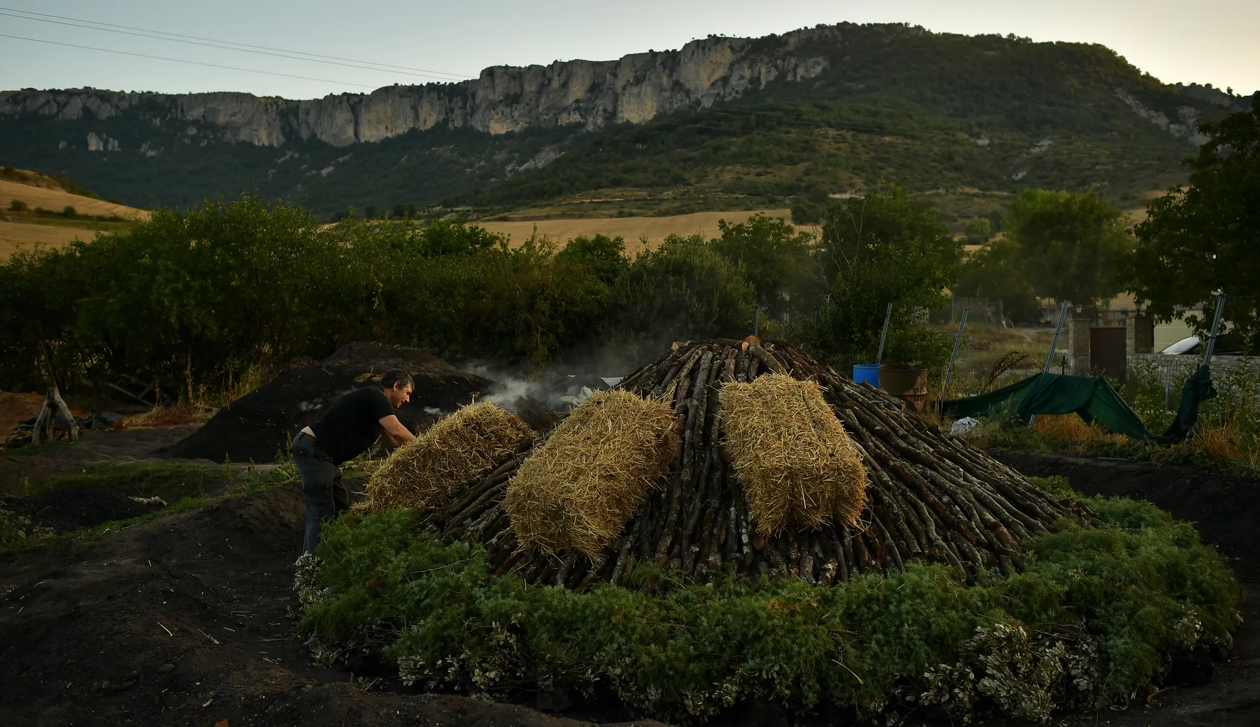 FOTO: Mengintip Pembuatan Arang Tradisional Spanyol - Foto Liputan6.com