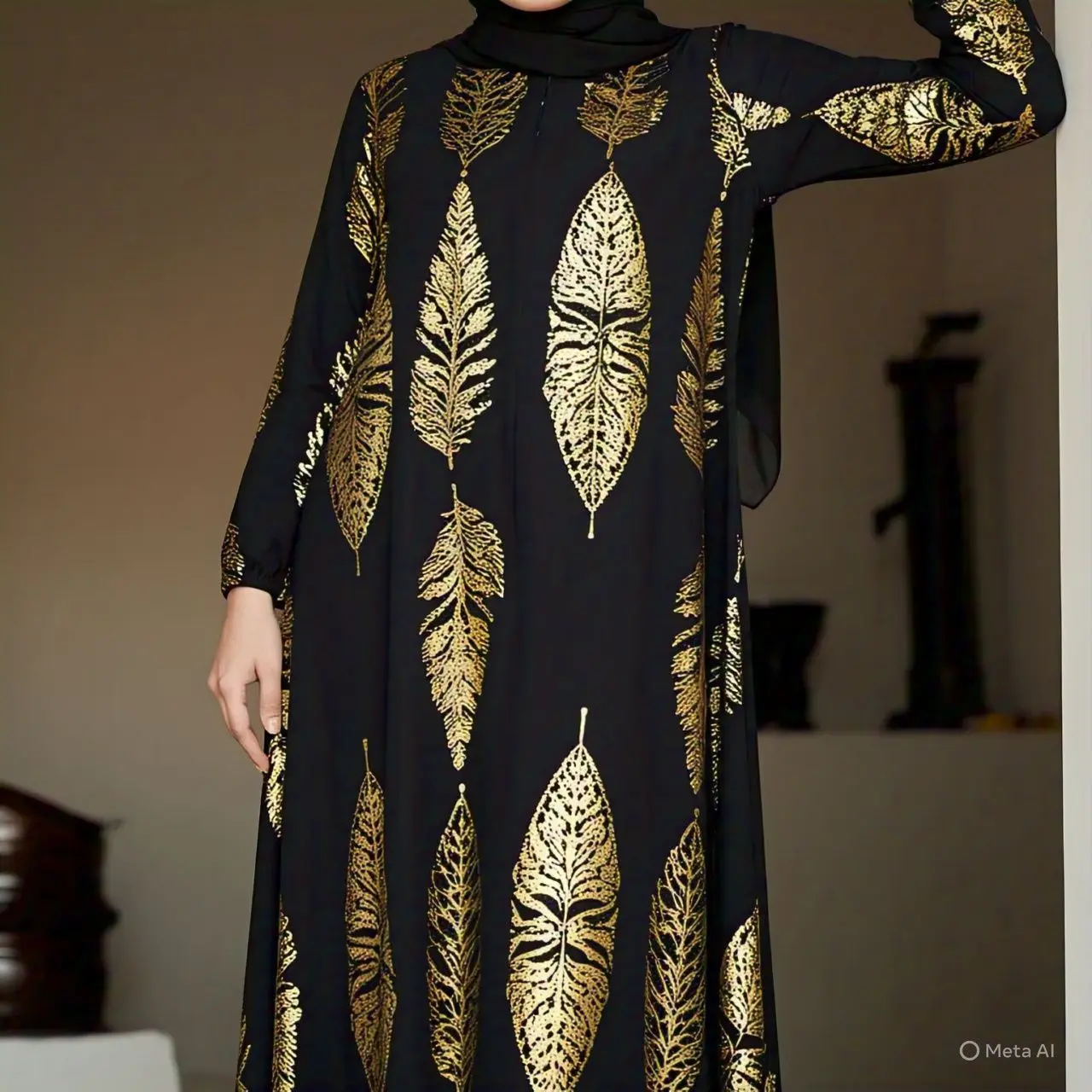 6 Inspirasi Baju Berwarna Hitam dan Gold untuk Muslim yang Elegan ...