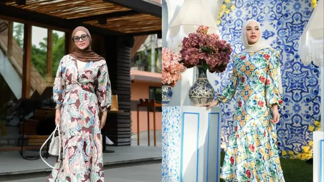 8 Model Gamis Motif Aurel Hermansyah, Cocok Jadi Inspirasi Busana Ibu ...