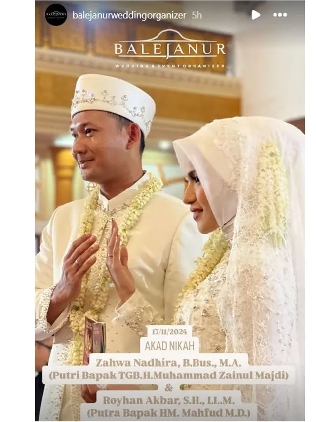 8 Momen Akad dan Resepsi Pernikahan Anak Mahfud MD dan TGB, Digelar di NTB - Hot Liputan6.com