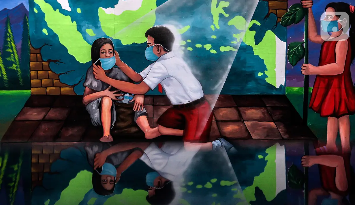 FOTO: Aktivitas Pembuatan Mural - Foto Liputan6.com