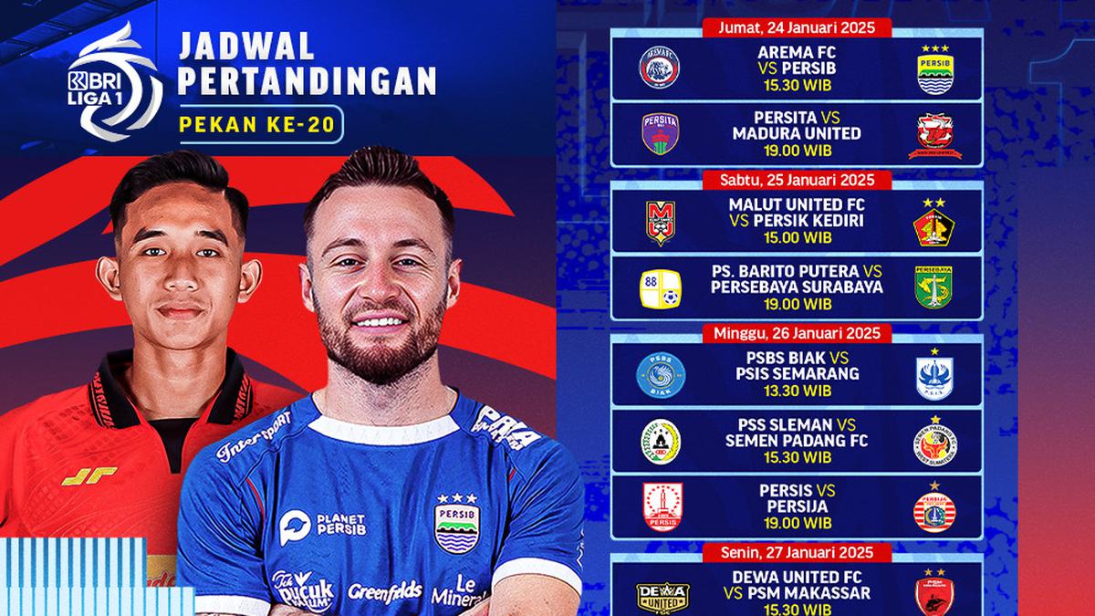 Jadwal Siaran Langsung BRI Liga 1 2024/2025 Pekan 20 di Vidio - On Off Liputan6.com