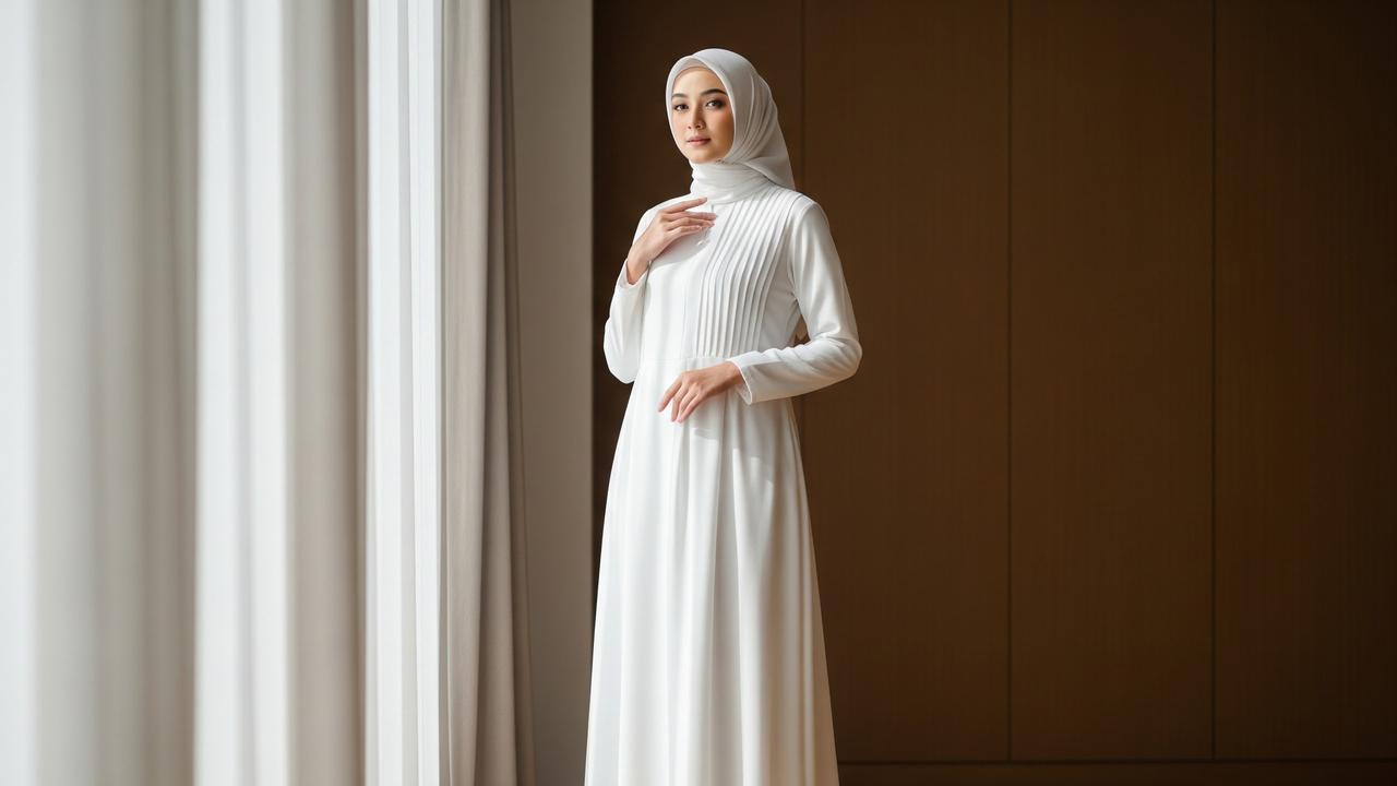 9 Model Gamis Putih Simple dan Elegan untuk Acara Syukuran, Tampil ...