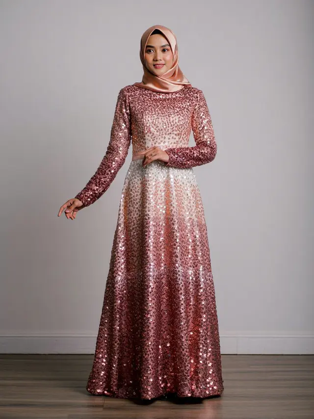 9 Model Dress Panjang Elegan Kombinasi Payet Muslim, Jadi Tren Fashion ...
