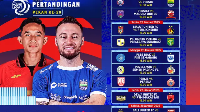 Jadwal dan Live Streaming BRI Liga 1 2024/25 Matchweek ke 20 di Vidio Pekan Ini - Indonesia Bola.com