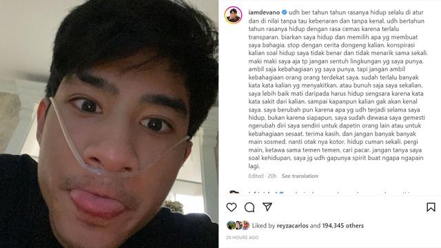 Devano Danendra Tak Tahan Dihujat, Blak-blakan Curhat di Instagram - ShowBiz Liputan6.com