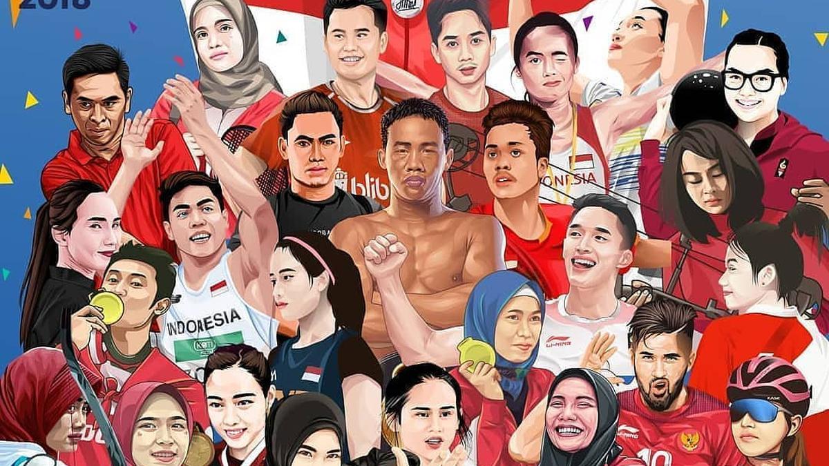 4 Kreasi Seni Ilustrasi Unik Berlatar Para Atlet Indonesia di Asian ...