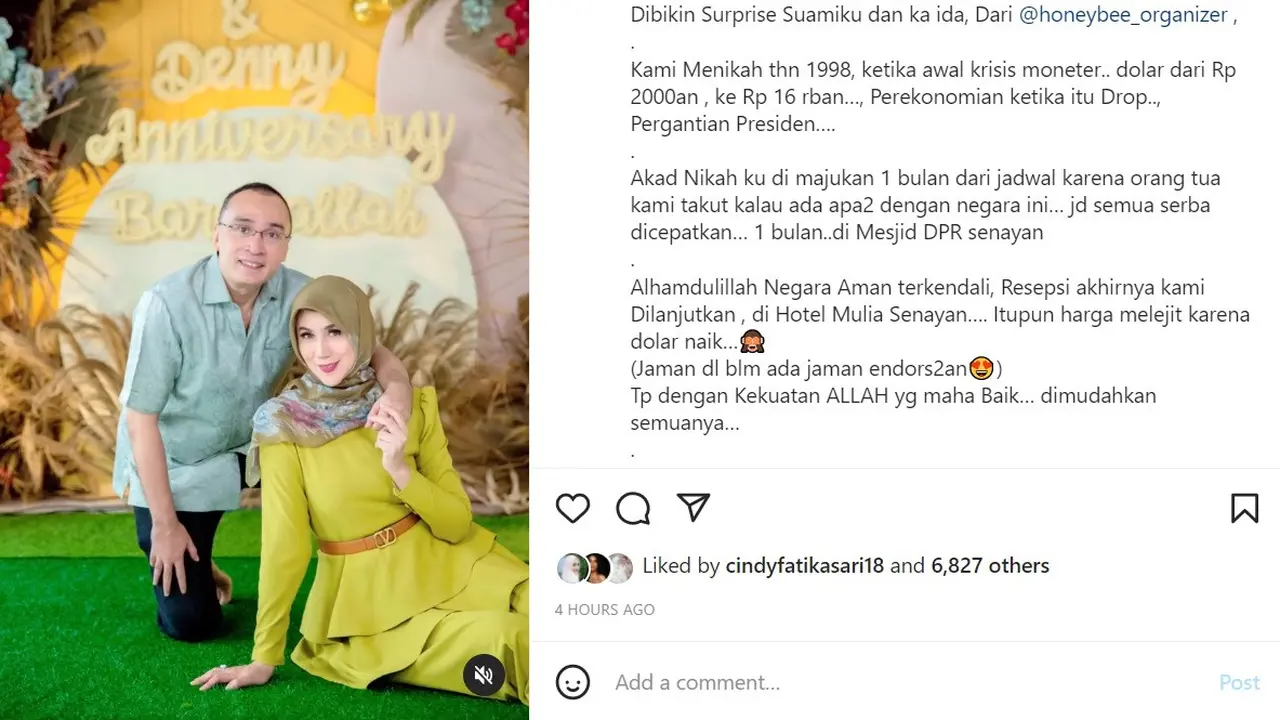 Marini Zumarnis Rayakan 24 Tahun Pernikahan, Kenang Gelar Resepsi Masa ...