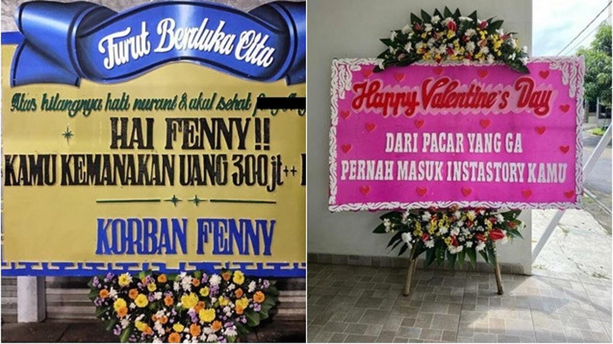 6 Potret Tulisan Nyeleneh di Karangan Bunga, Bikin Melongo