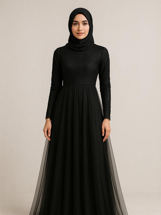 8 Gamis Brokat Hitam Berlapis Tile 2025 Ini Bisa Ubah Gayamu Jadi Super ...