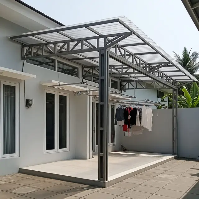 6 Inspirasi Area Jemur dengan Baja Ringan dan Atap Transparan, Cocok ...