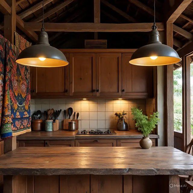 7 Model Dapur Rustic Sederhana dari Kayu Lokal di Rumah Kampung yang ...