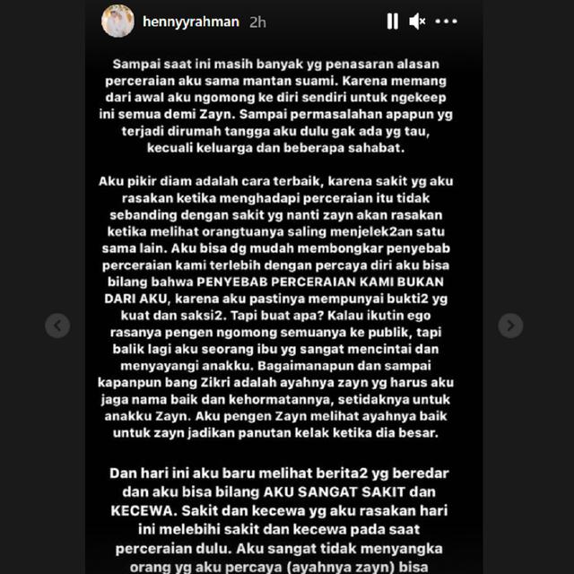 Henny Rahman Tegaskan Penyebab Cerai dengan Zikri Daulay Bukan Gara ...