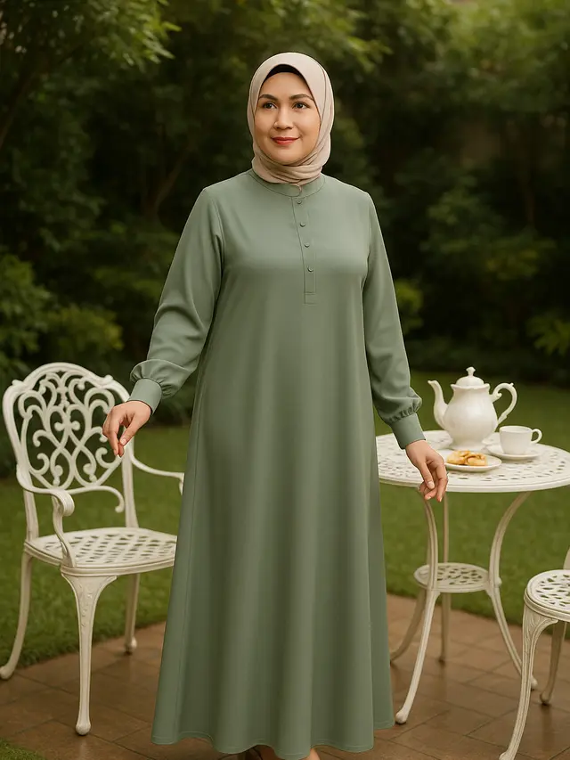 7 Rekomendasi Gamis Polos Elegan Kekinian untuk Ibu-ibu Usia 40 Tahun ...